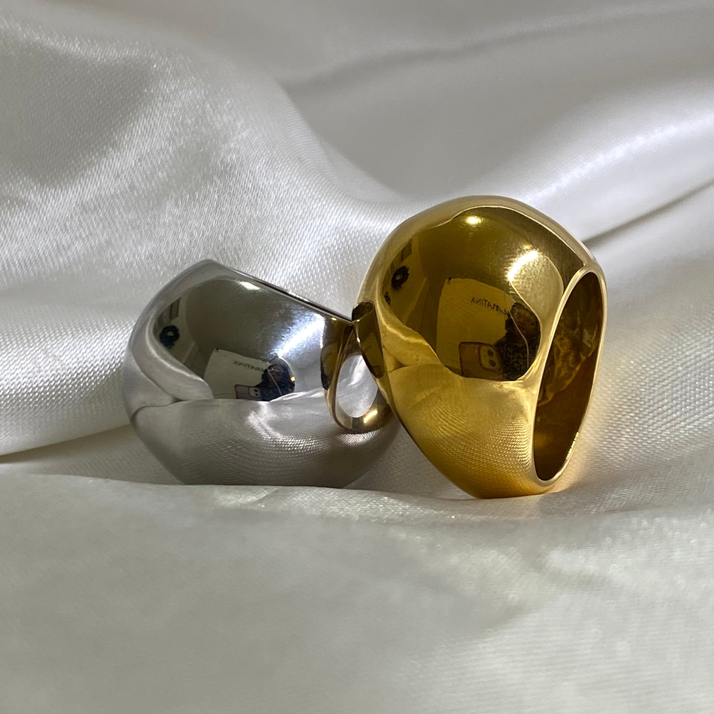 Anillo Carla chunky en forma de bola de acero inoxidable – AMATINA Joyería